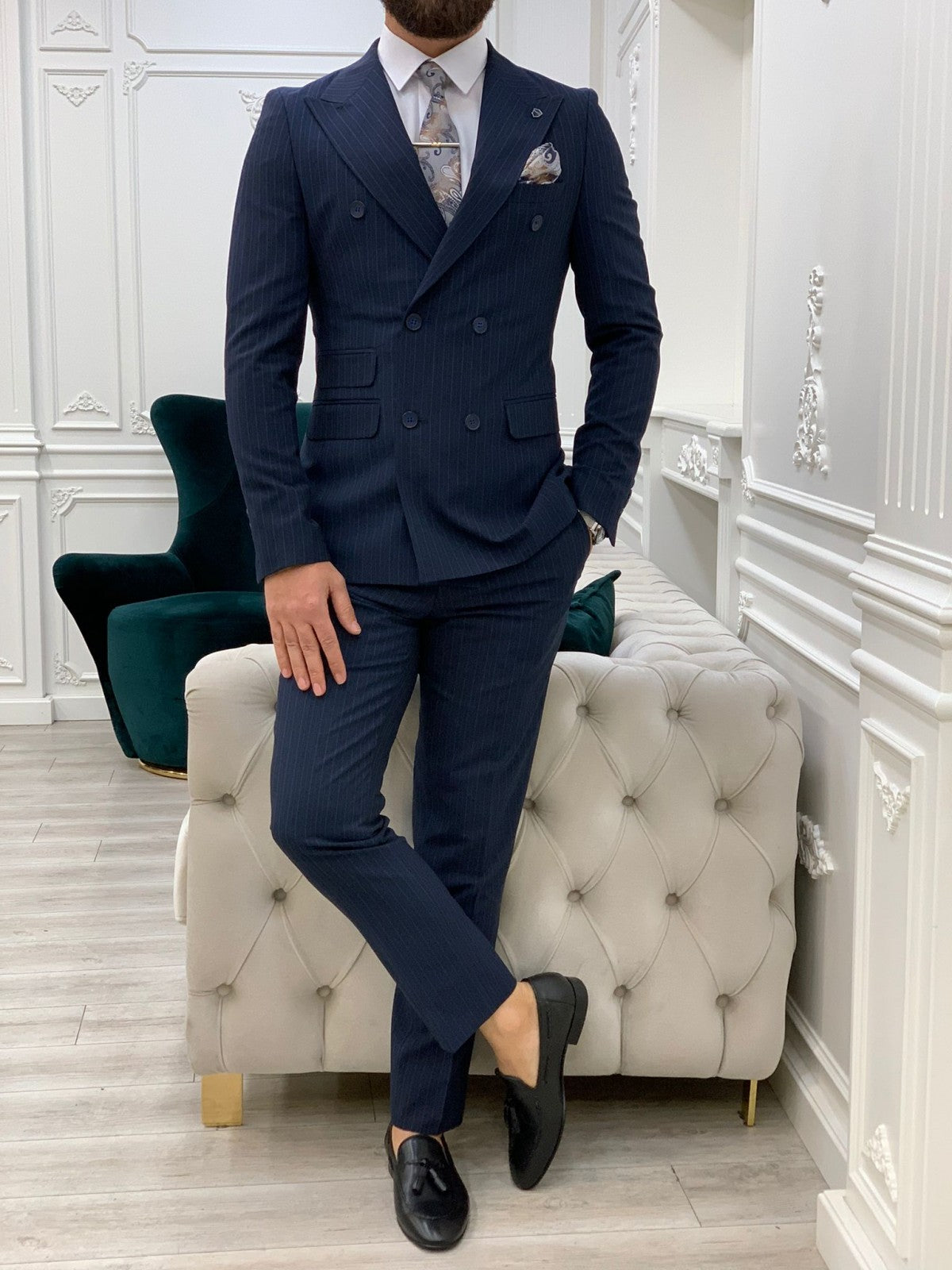 Indigo Italian Style Slim Fit Double Breasted Suit – Menfromfashion